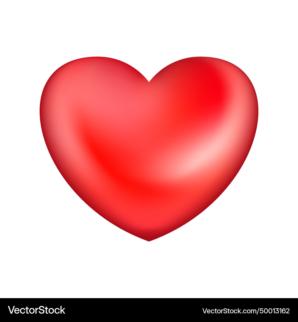 Red realistic heart icon on white background 3d Vector Image