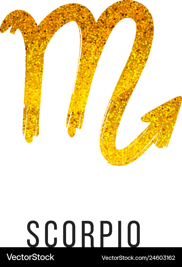 Scorpio gold glitter zodiac sign Royalty Free Vector Image