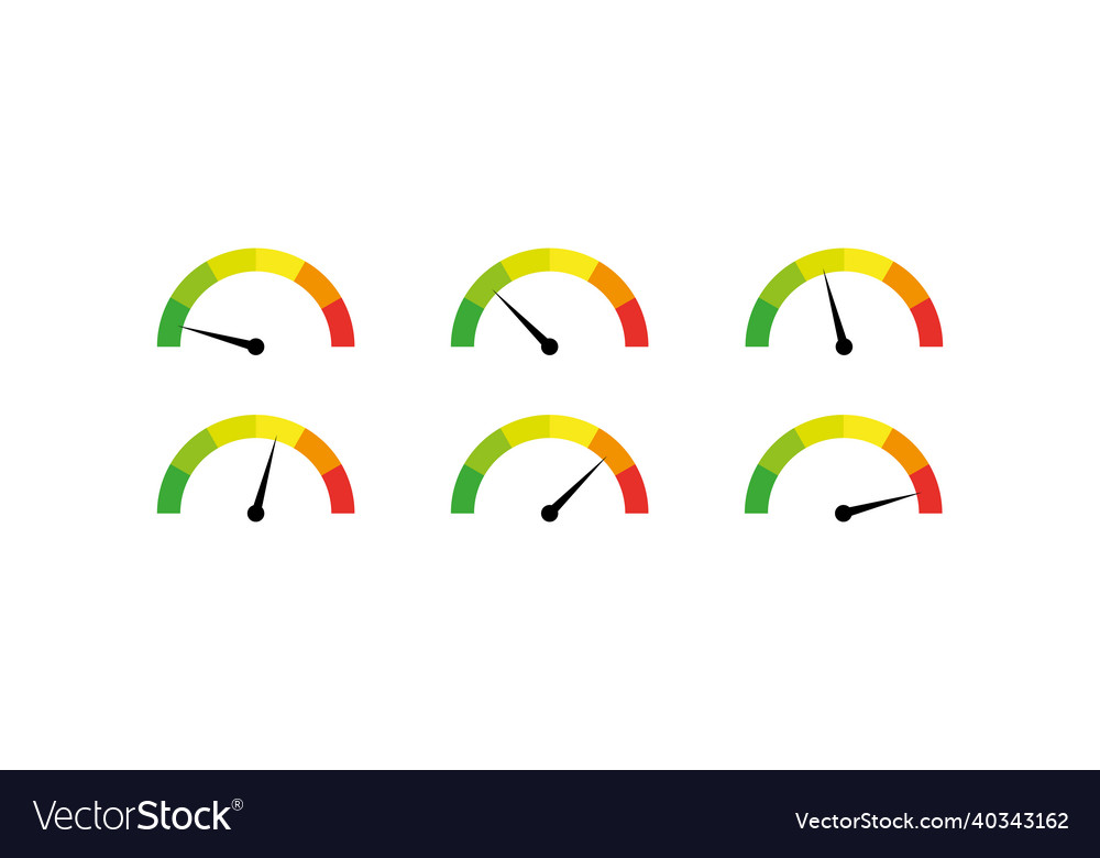 Set Of Speedometer Indicator Low To High Icon Vector Image