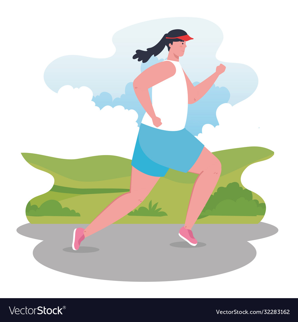 Woman marathoner running sportive female in run Vector Image
