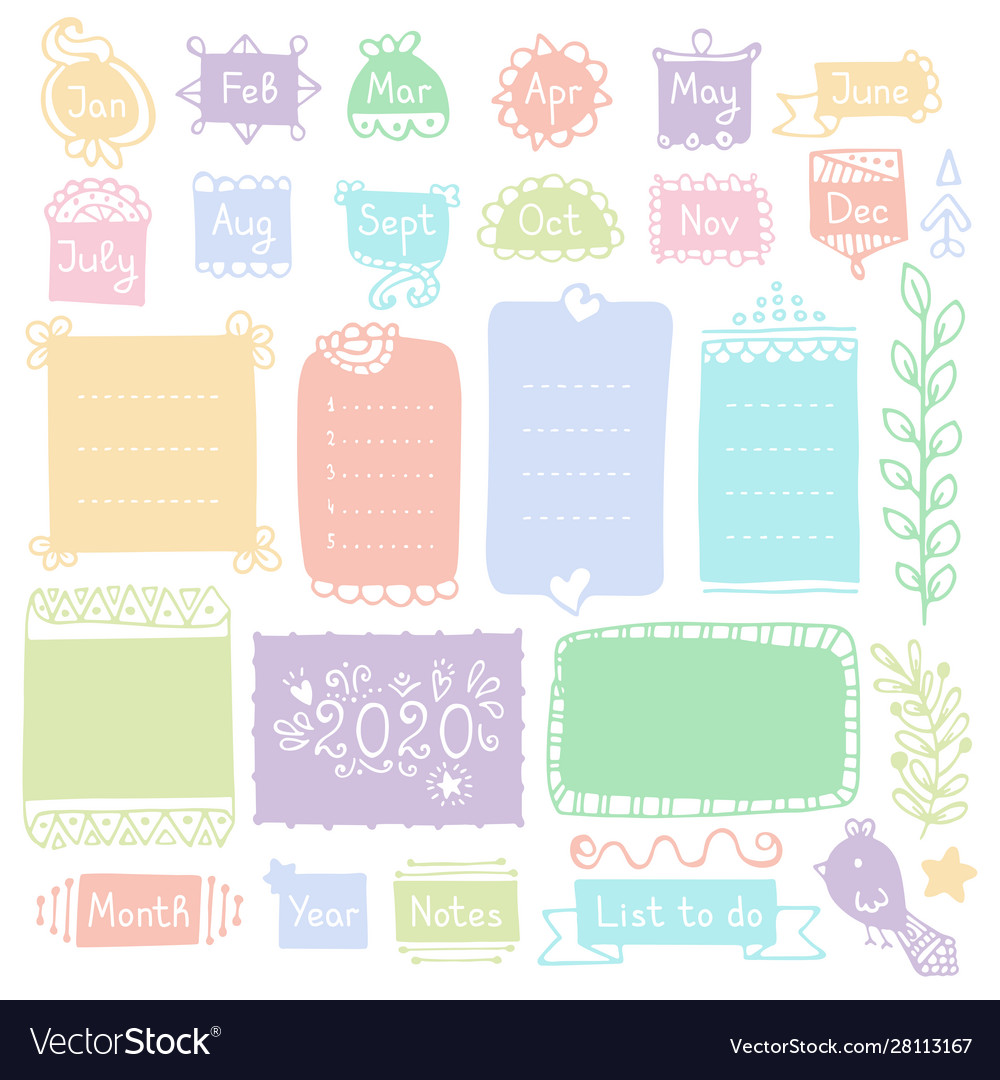 Bullet journal hand drawn elements Royalty Free Vector Image