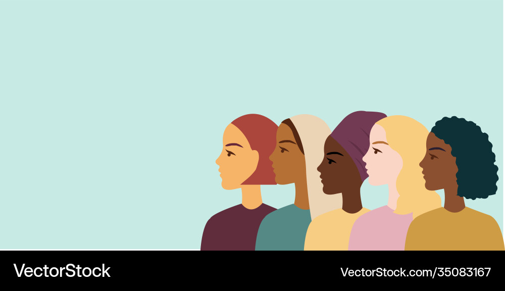 Card with women different nationalities border Vector Image