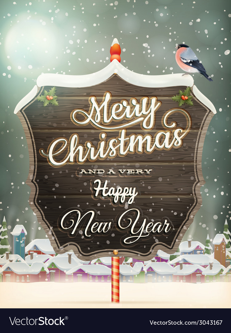 Christmas Vintage Street With Signboard Eps 10 Vector Image