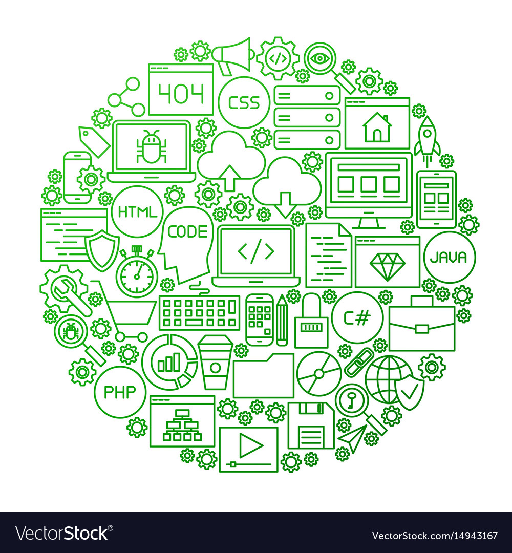 Coding line icon circle design Royalty Free Vector Image