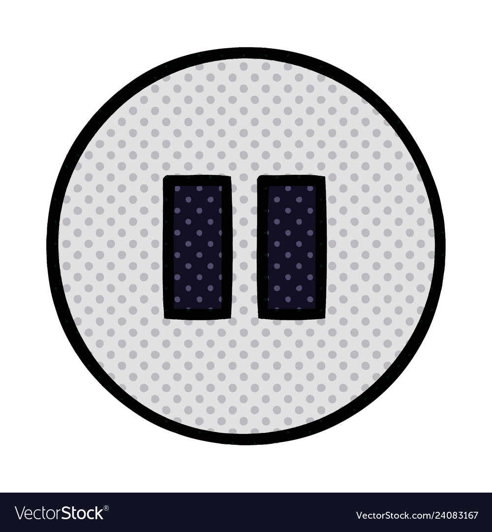 Comic book style cartoon pause button Royalty Free Vector