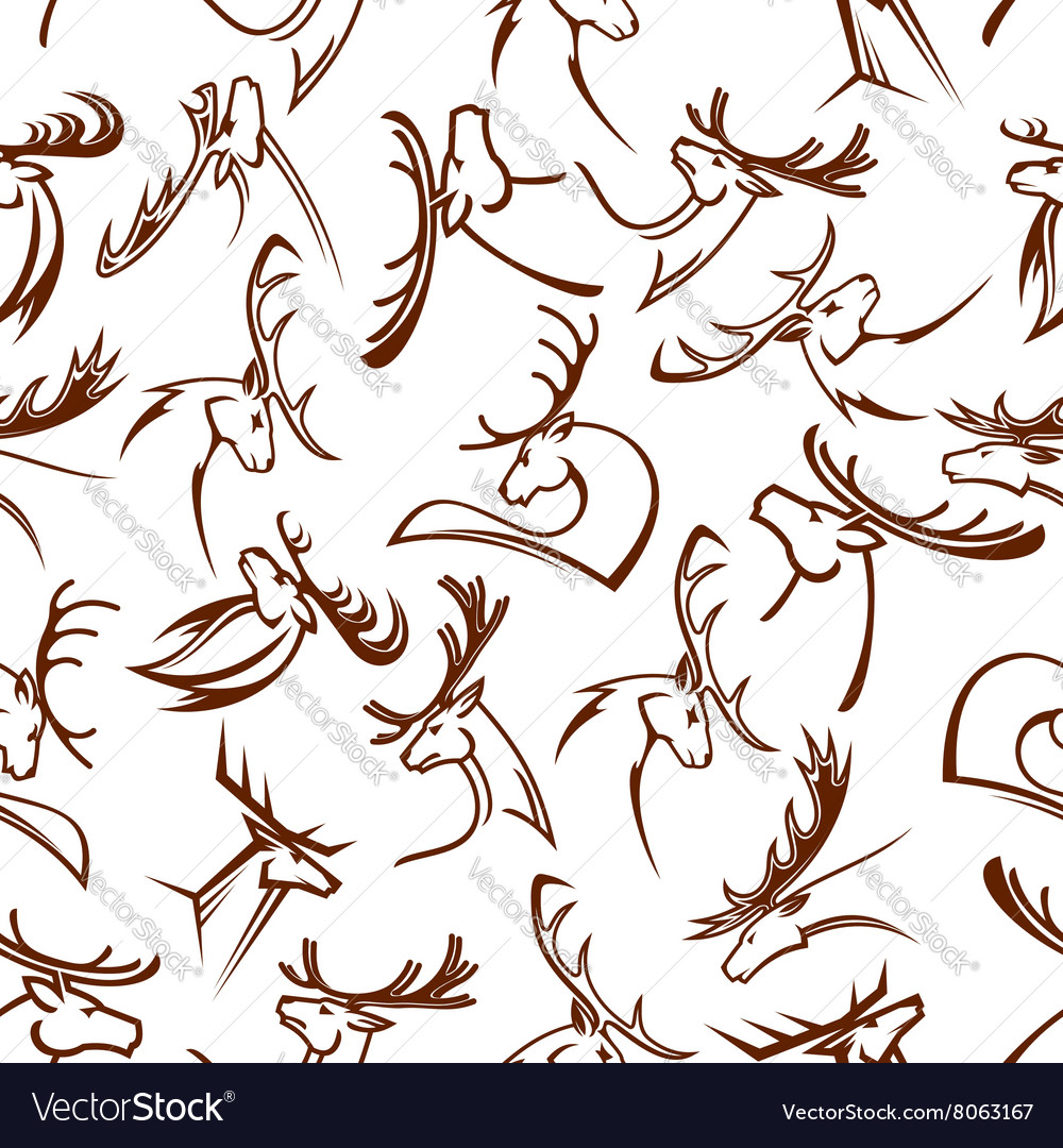 Deer heads seamless pattern background Royalty Free Vector