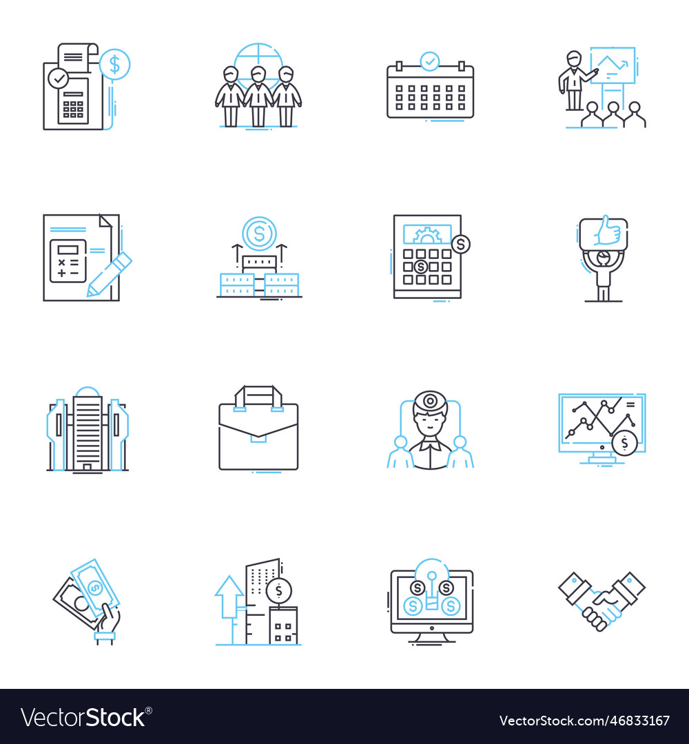 Economic unit linear icons set profitability Vector Image Economic unit linear icons set profitability Vector Image