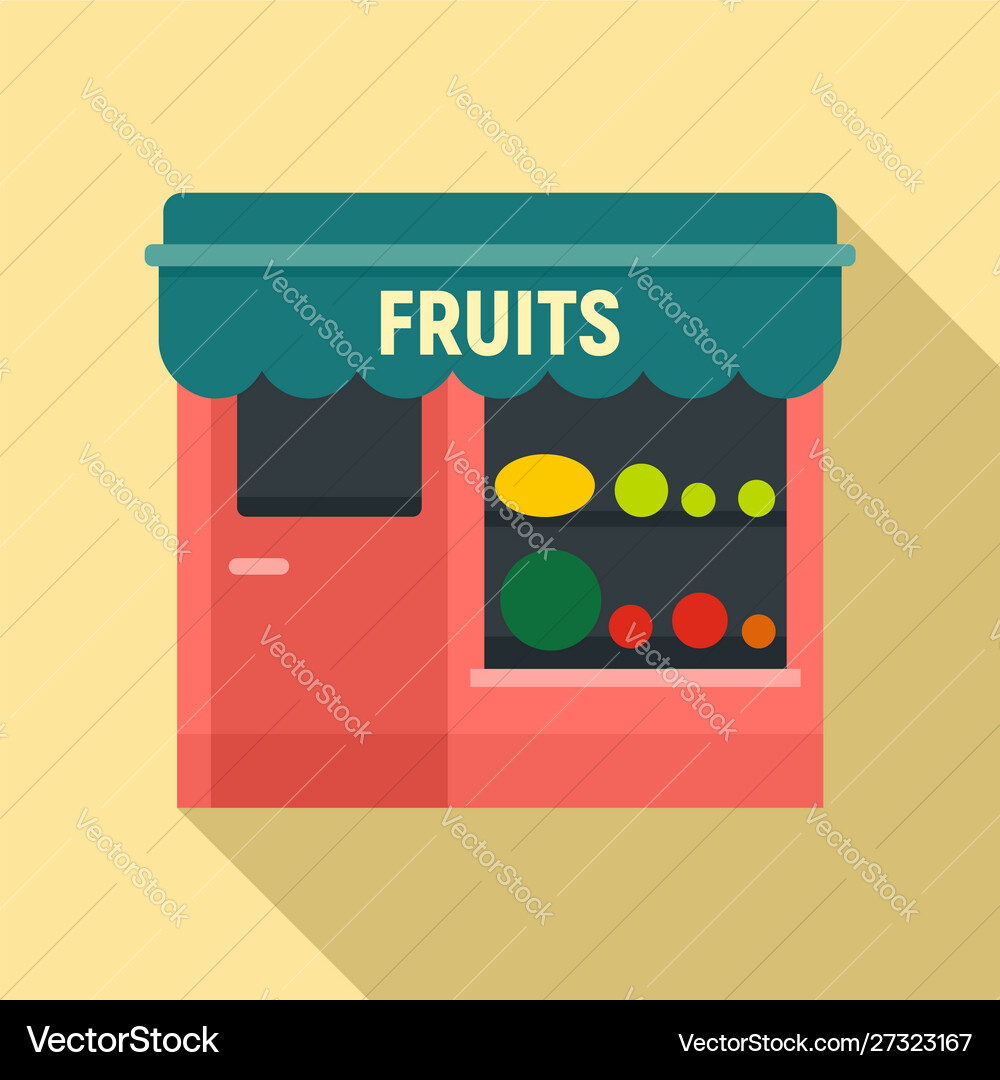 Fruits street shop icon flat style Royalty Free Vector Image