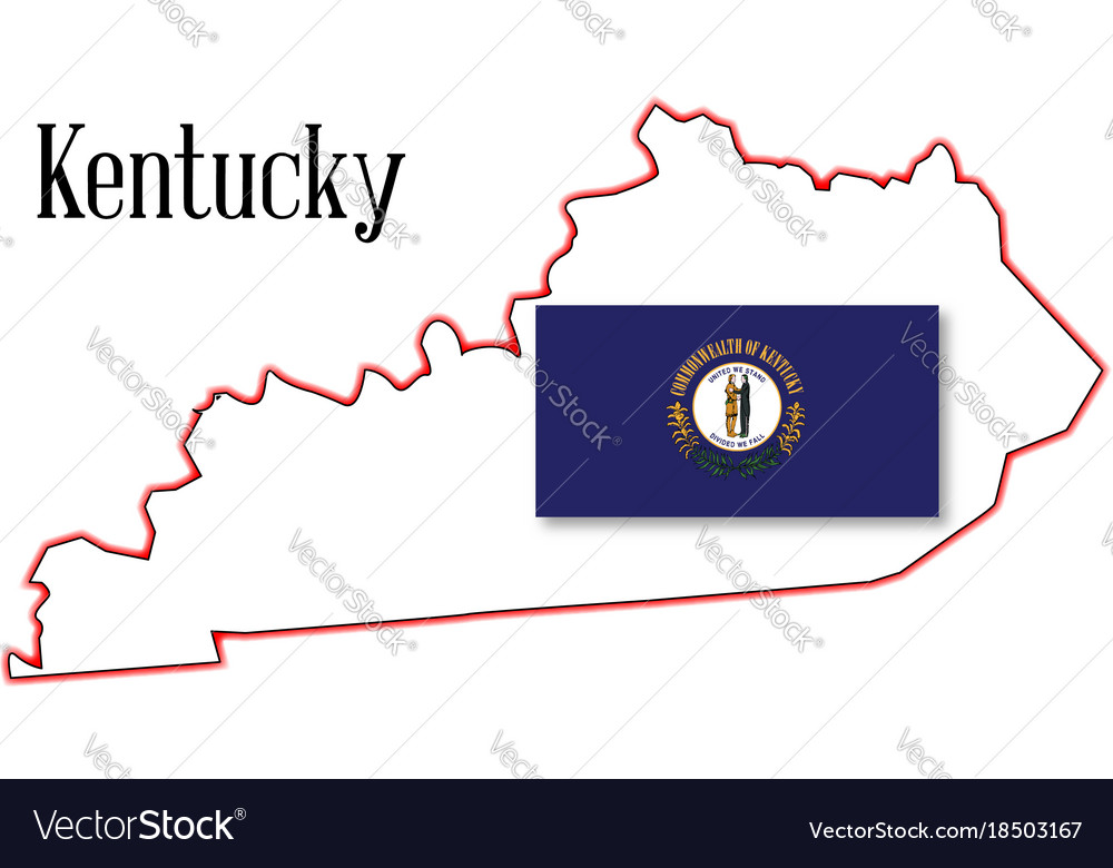 Kentucky state map and flag Royalty Free Vector Image