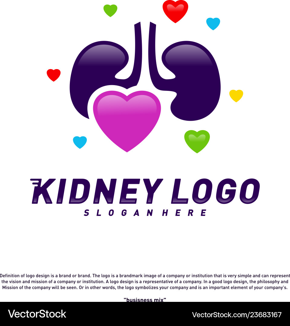 Love kidney logo design concept urology Royalty Free Vector