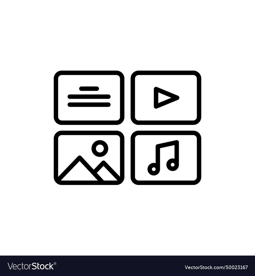 Multimedia outline icon Royalty Free Vector Image