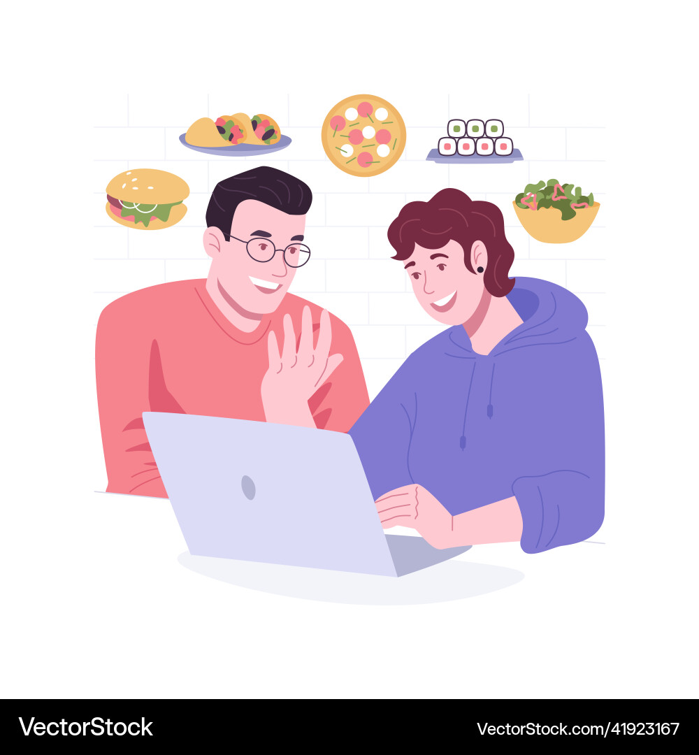 Order food online isolated cartoon Royalty Free Vector Image