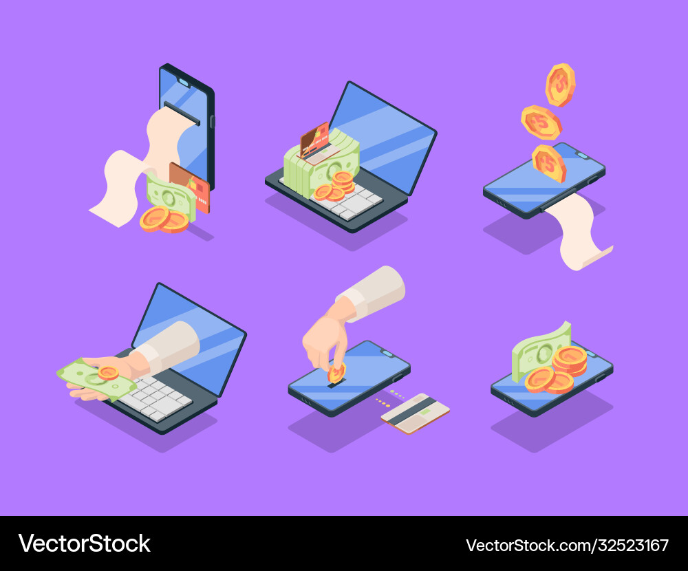 Purchases and sales online applications isometric Vector Image
