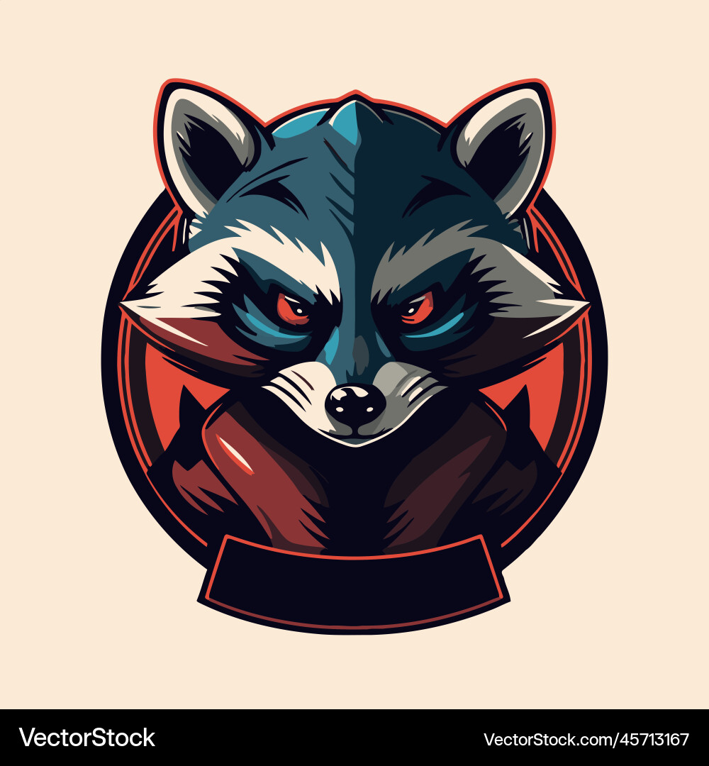 Raccoon logo design in flat color design template Vector Image