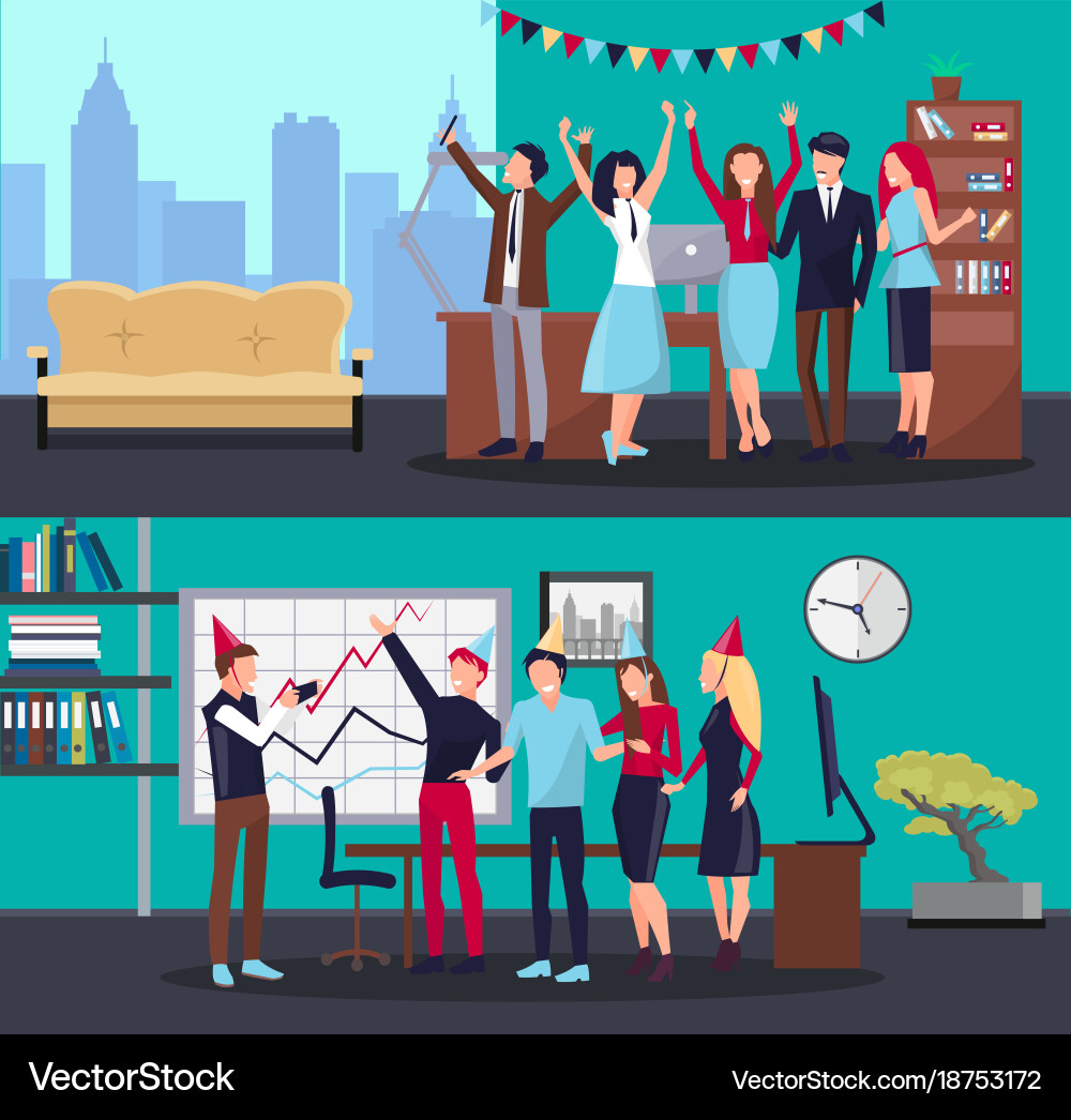 Corporate party in office on Royalty Free Vector Image
