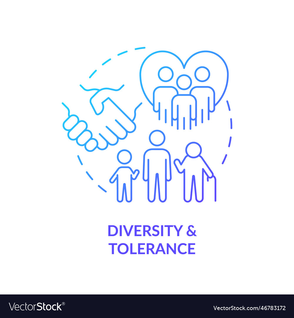 Diversity and tolerance blue gradient concept icon