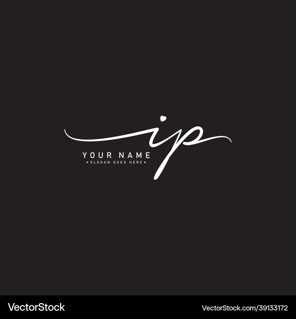 Initial letter ip logo - hand drawn signature Vector Image