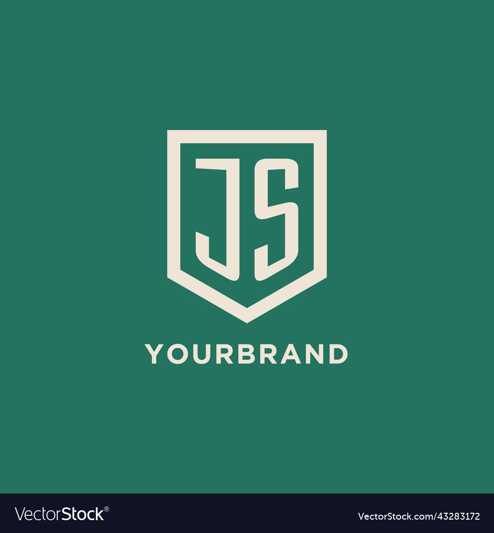 Js initial logo monogram shield geometric shape Vector Image