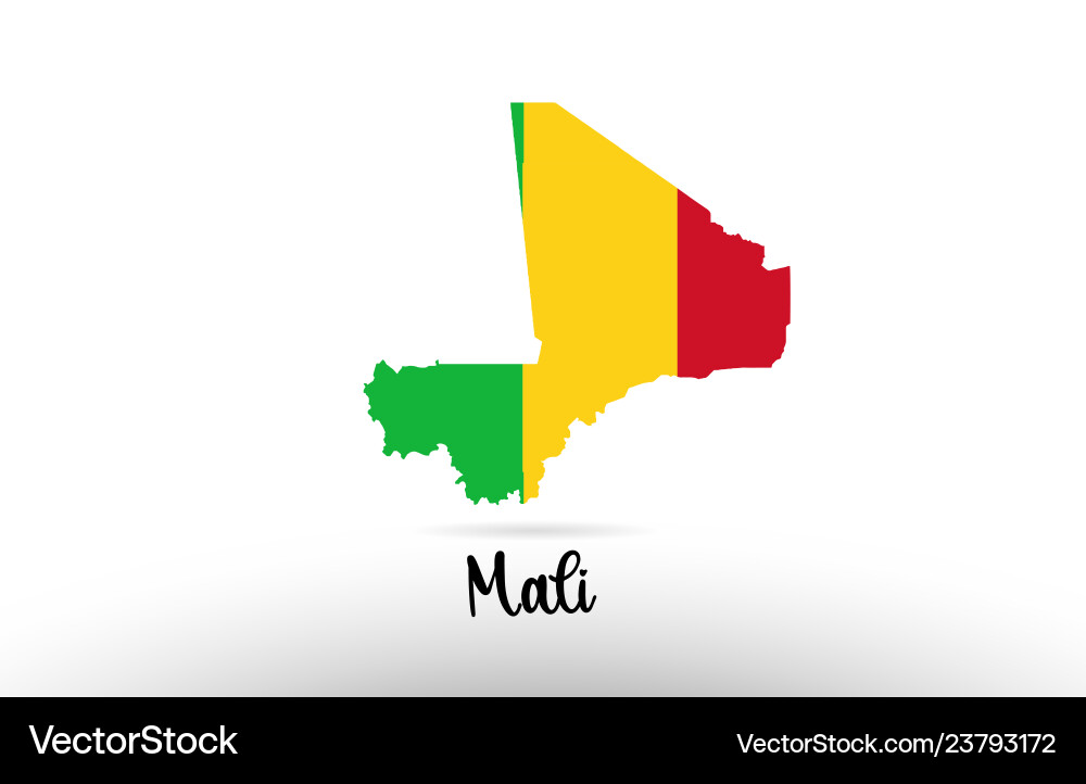 Mali country flag inside map contour design icon Vector Image