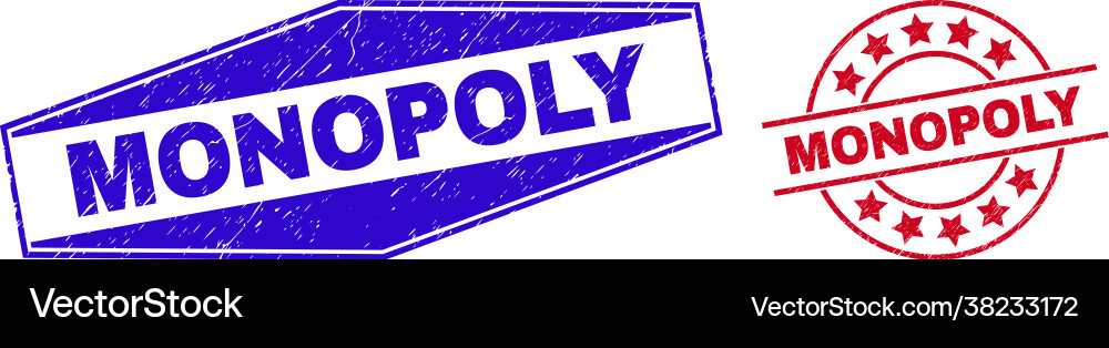 Monopoly unclean stamp seals in circle and Vector Image