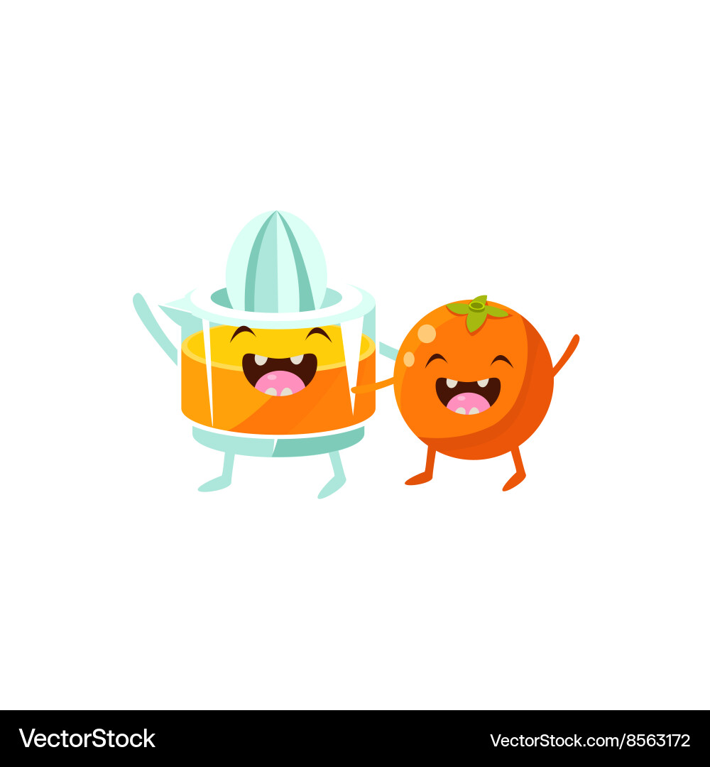 Orange And Juice Squeezer Cartoon Friends Vector Image