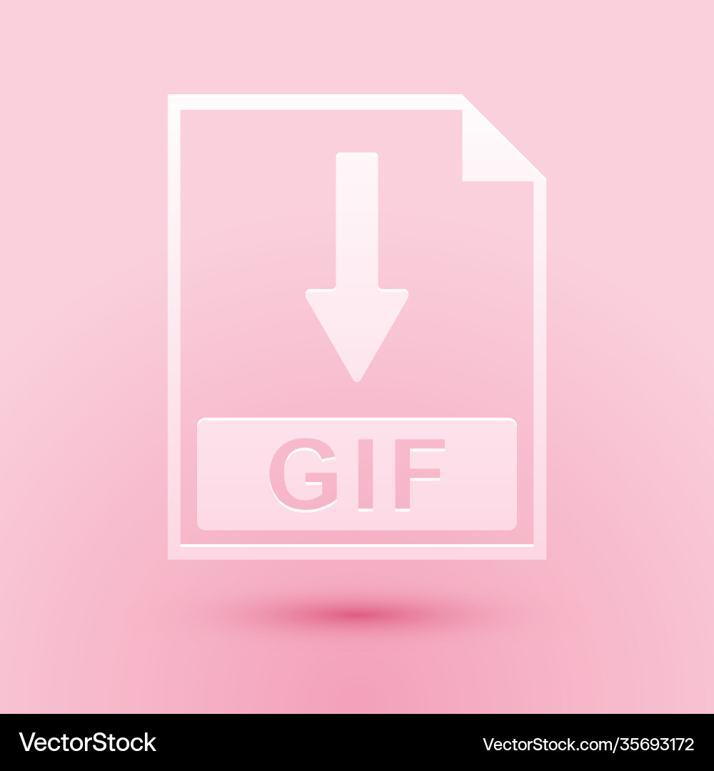 Paper cut gif file document icon download Vector Image
