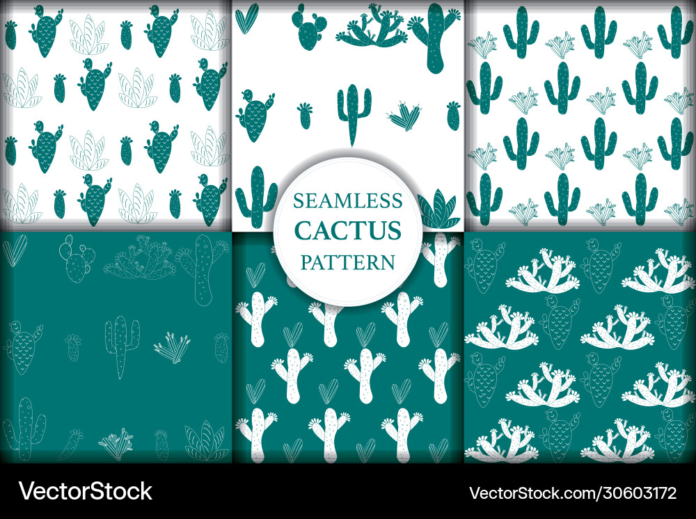 Set seamless pattern with cactus succulents Vector Image