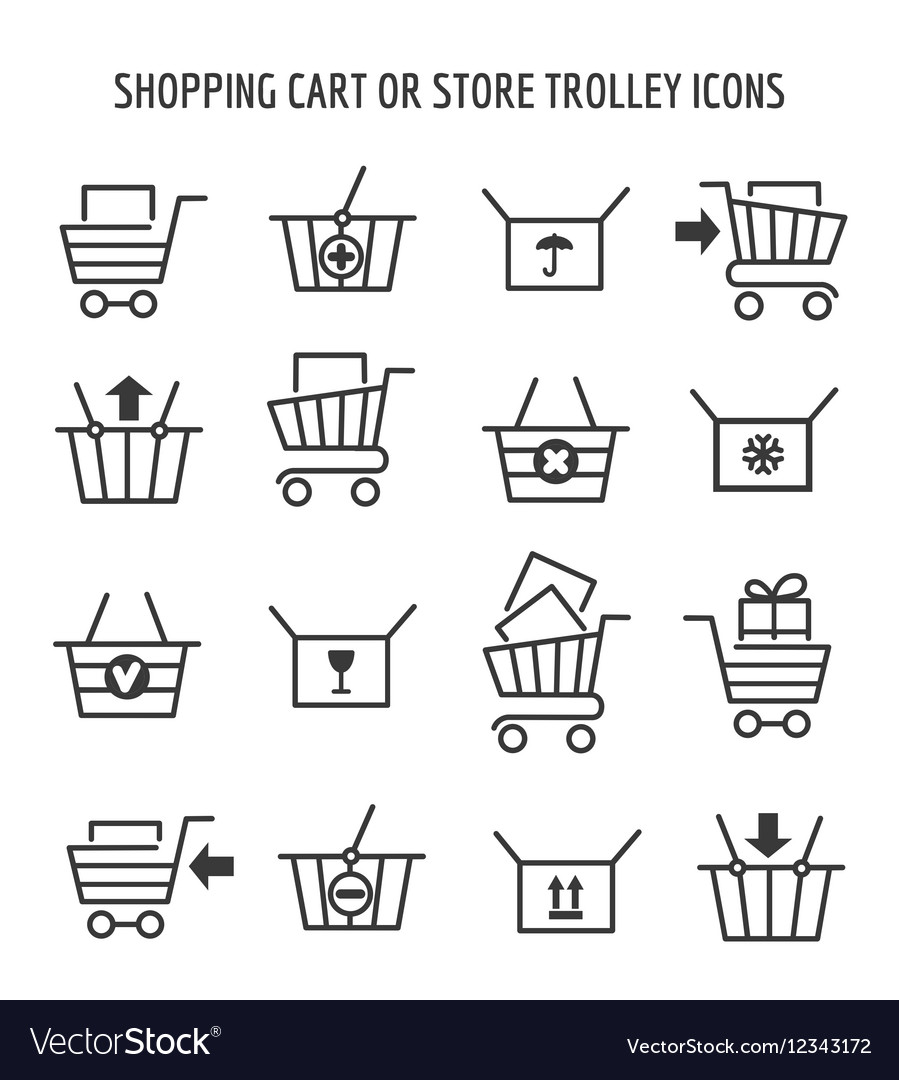 Shopping cart icons for web e-commerce Royalty Free Vector