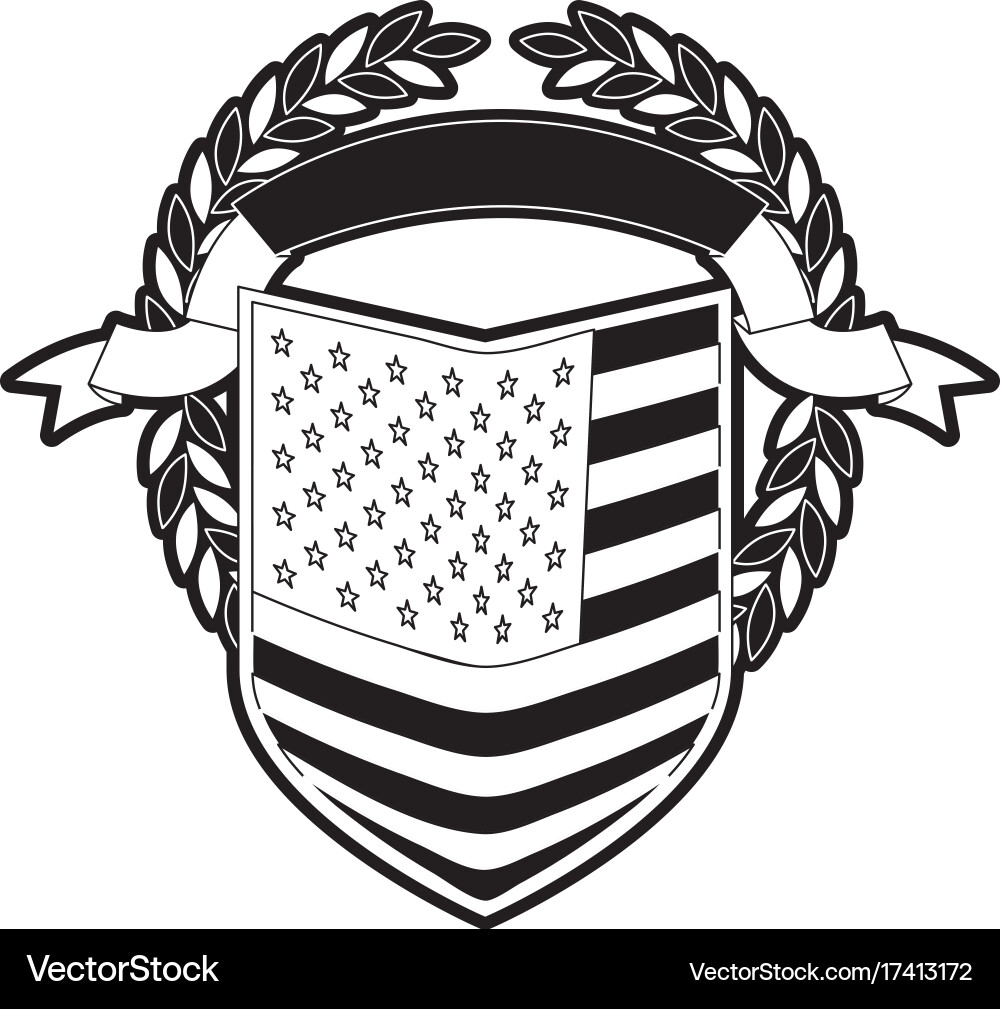 United states flag in shield inside with circular Vector Image