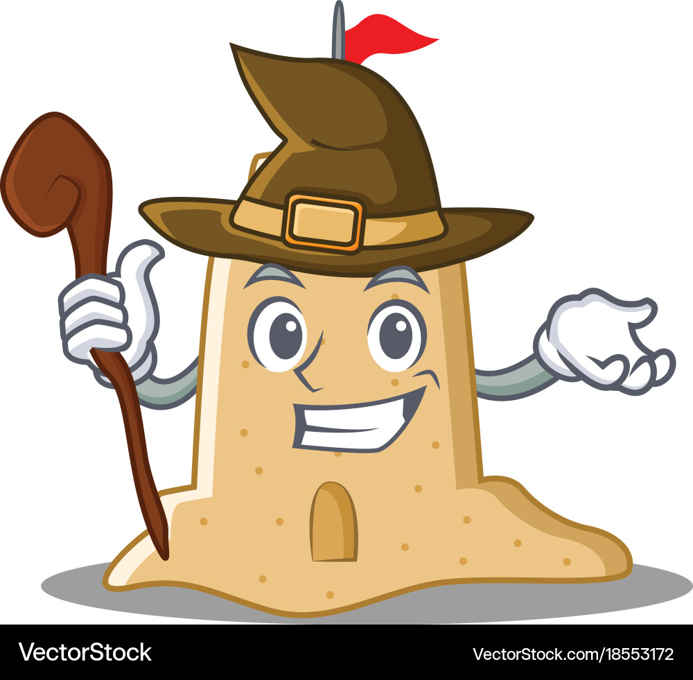 Witch sandcastle character cartoon style Vector Image