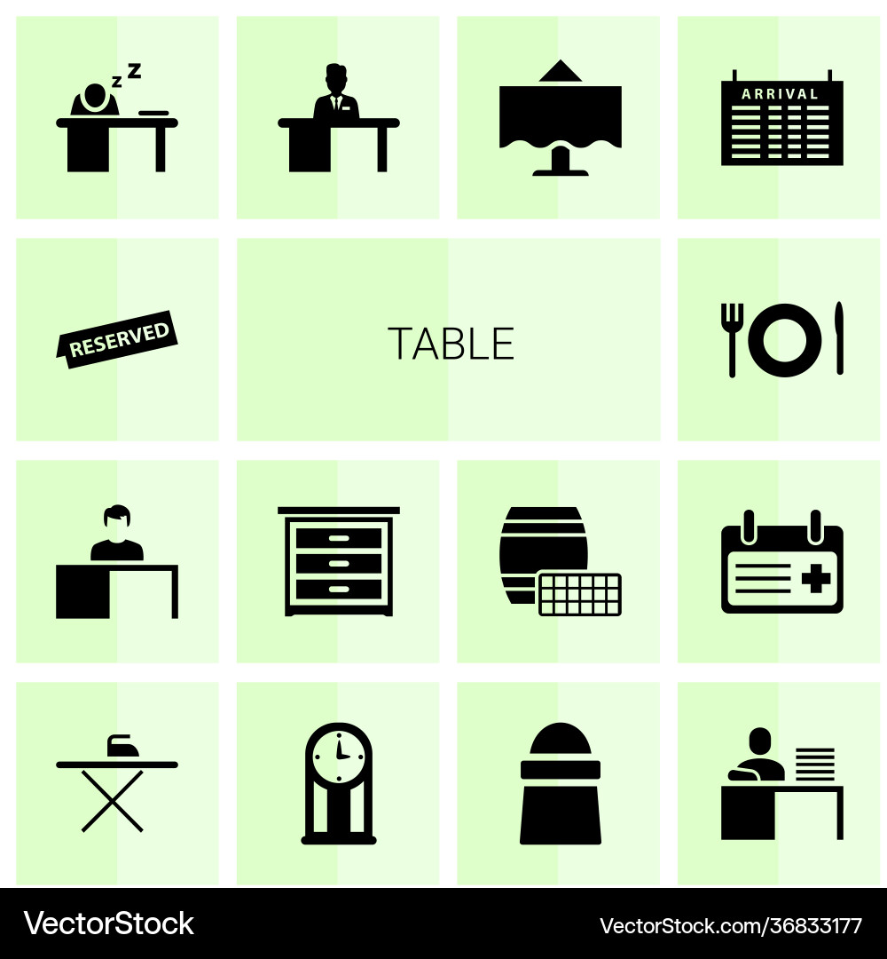 14 table icons Royalty Free Vector Image - VectorStock