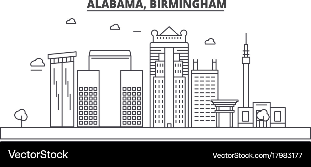 Alabama birmingham architecture line skyline Vector Image