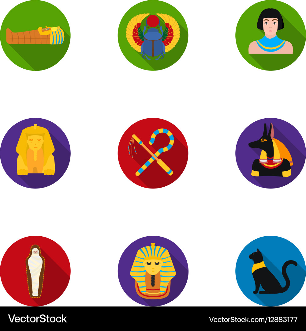 Ancient egypt set icons in flat style big Vector Image