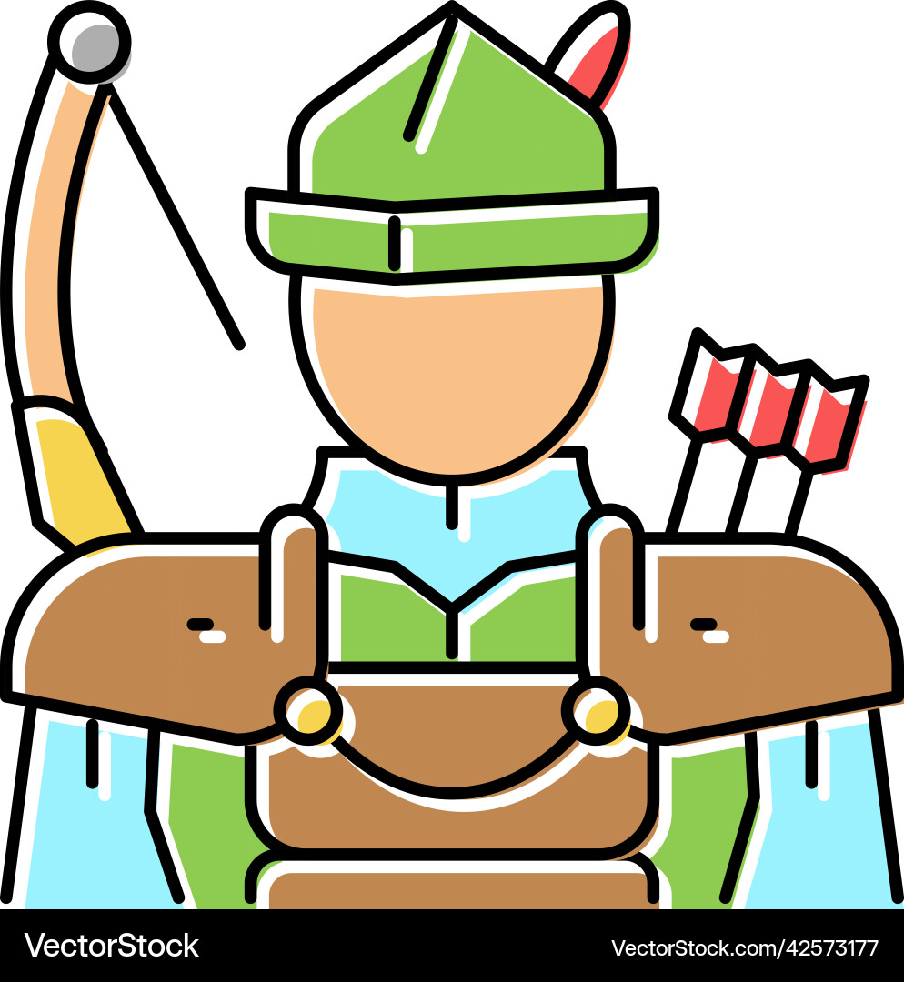 Archer fairy tale color icon Royalty Free Vector Image