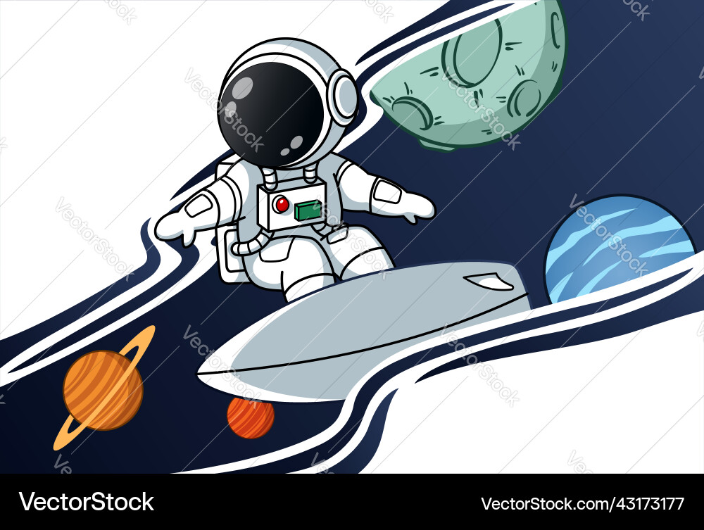 Astronaut surfing in the space Royalty Free Vector Image