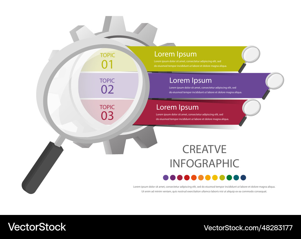 Education infographic with magnifying glass Vector Image