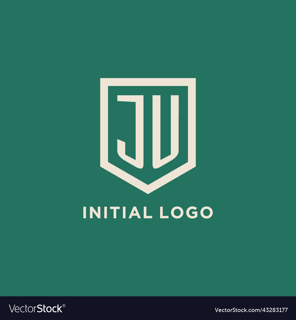 Ju initial logo monogram shield geometric shape Vector Image