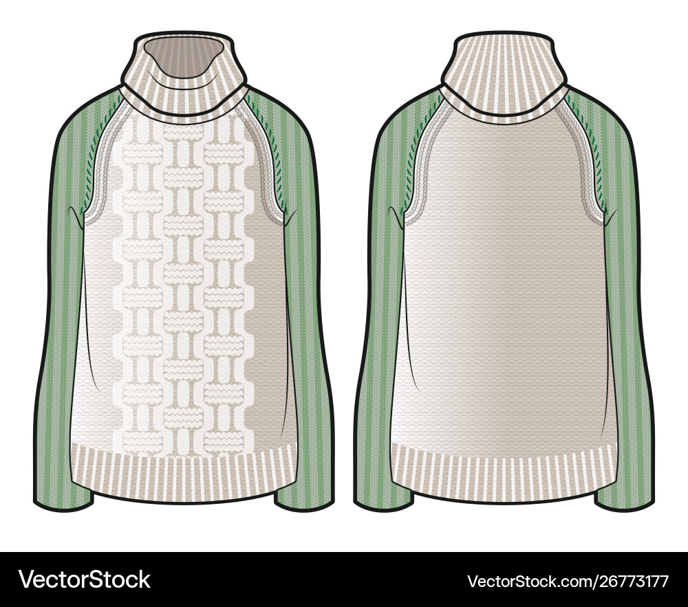Knitted sweater with contrast sleeves Royalty Free Vector