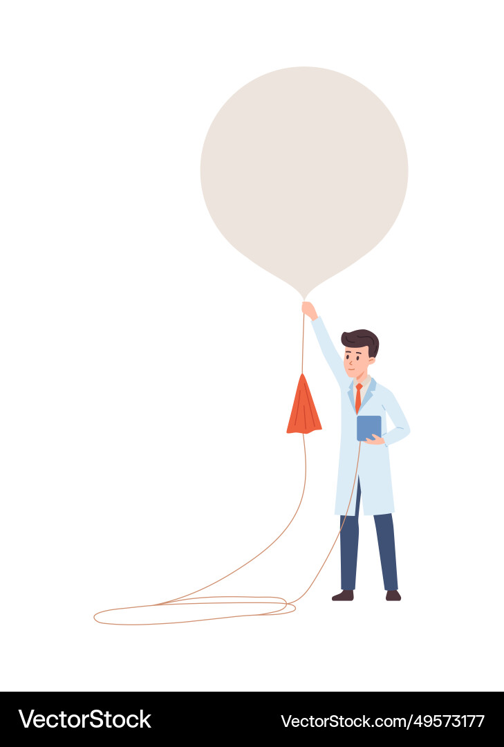 Meteorologist holding weather balloon Royalty Free Vector