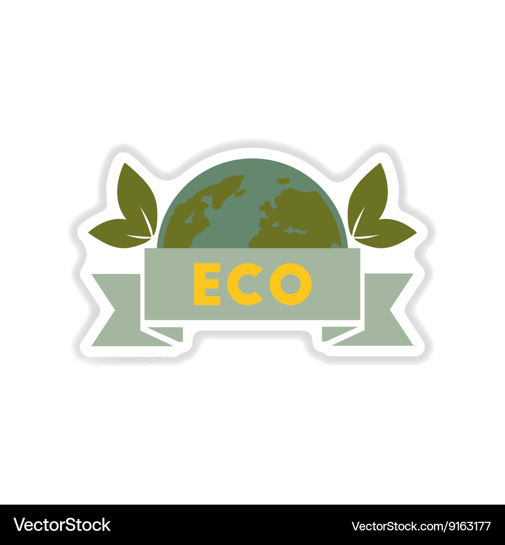 Paper sticker on white background eco symbol Vector Image