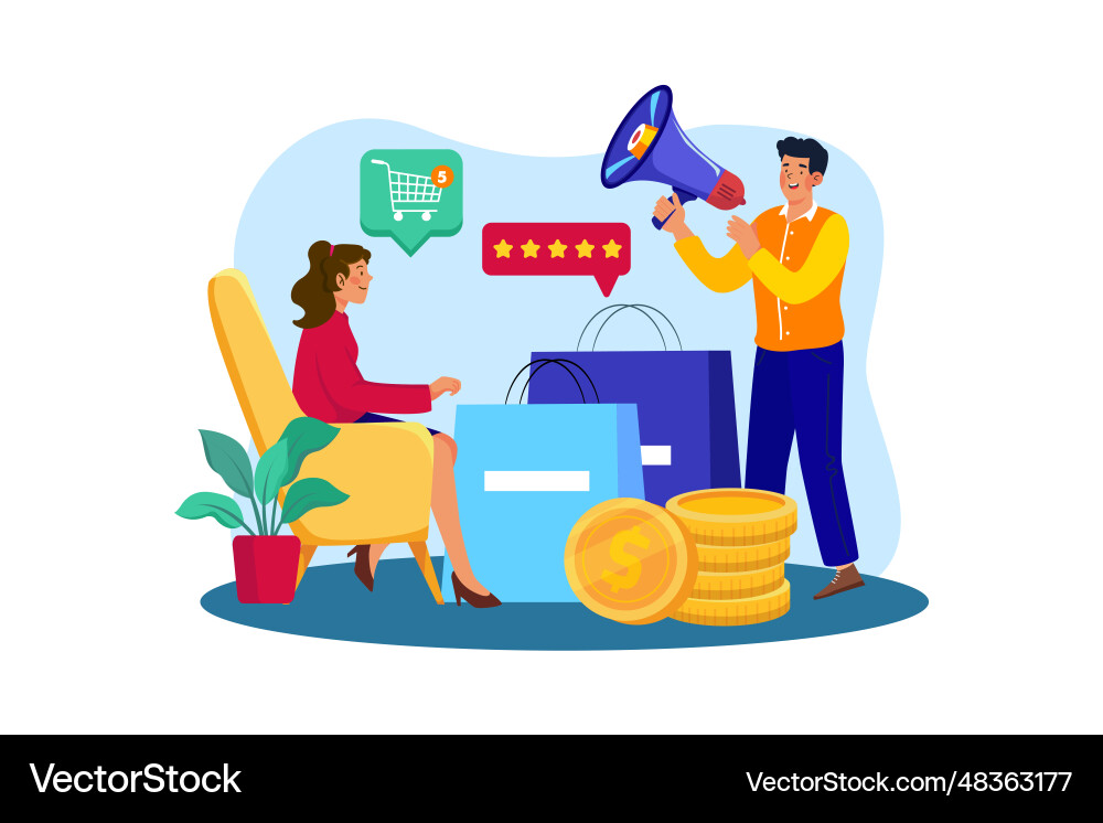 Sales representatives promote and sell Royalty Free Vector