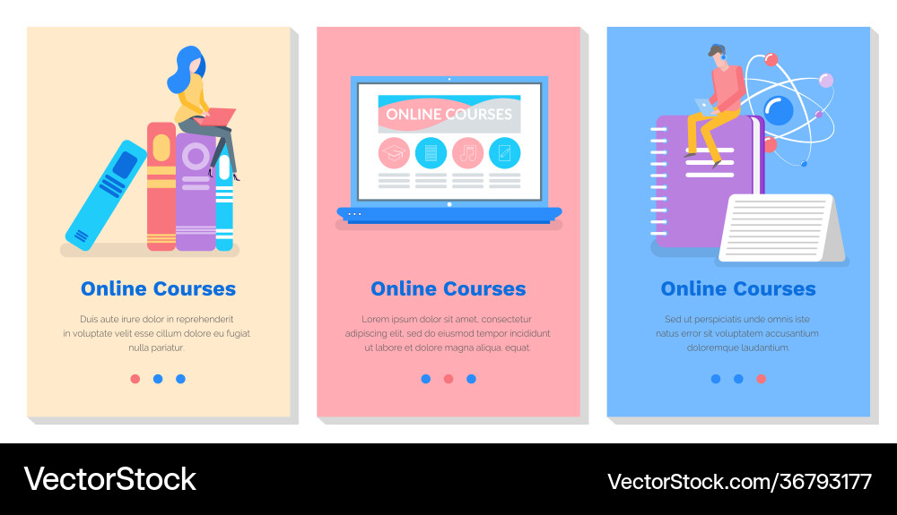 Set about educational courses Royalty Free Vector Image