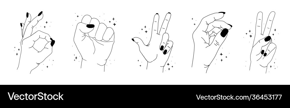 Silhouette female magic hands with stars Vector Image