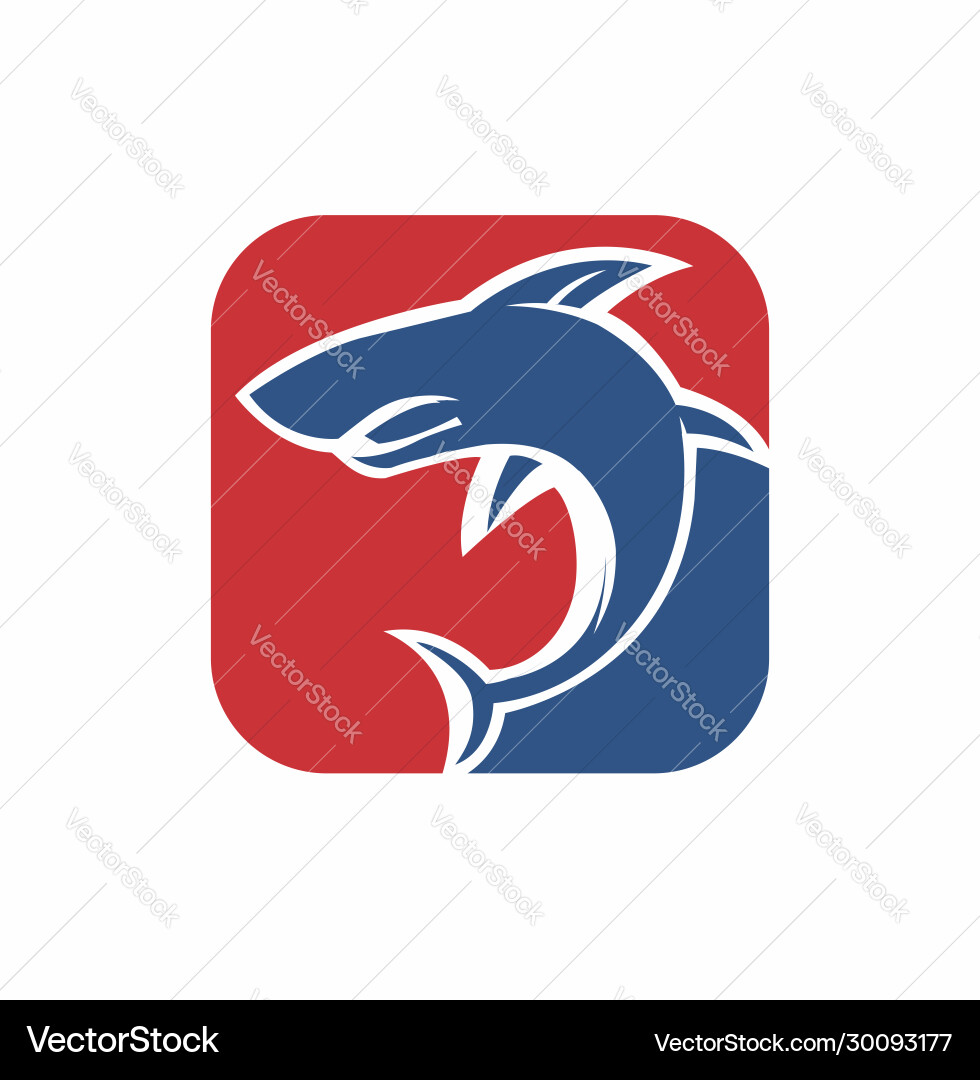 Simple blue red shark logo and icon Royalty Free Vector