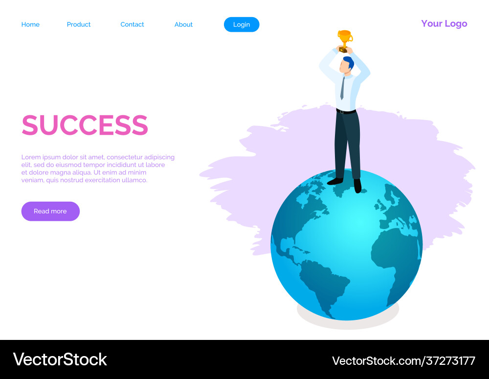 Success banner winner vision reaching goal Vector Image