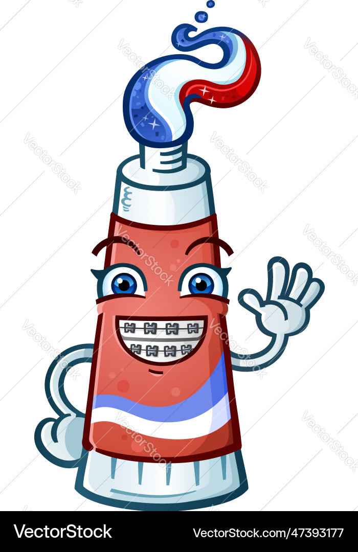 Toothpaste tube cartoon with braces Royalty Free Vector