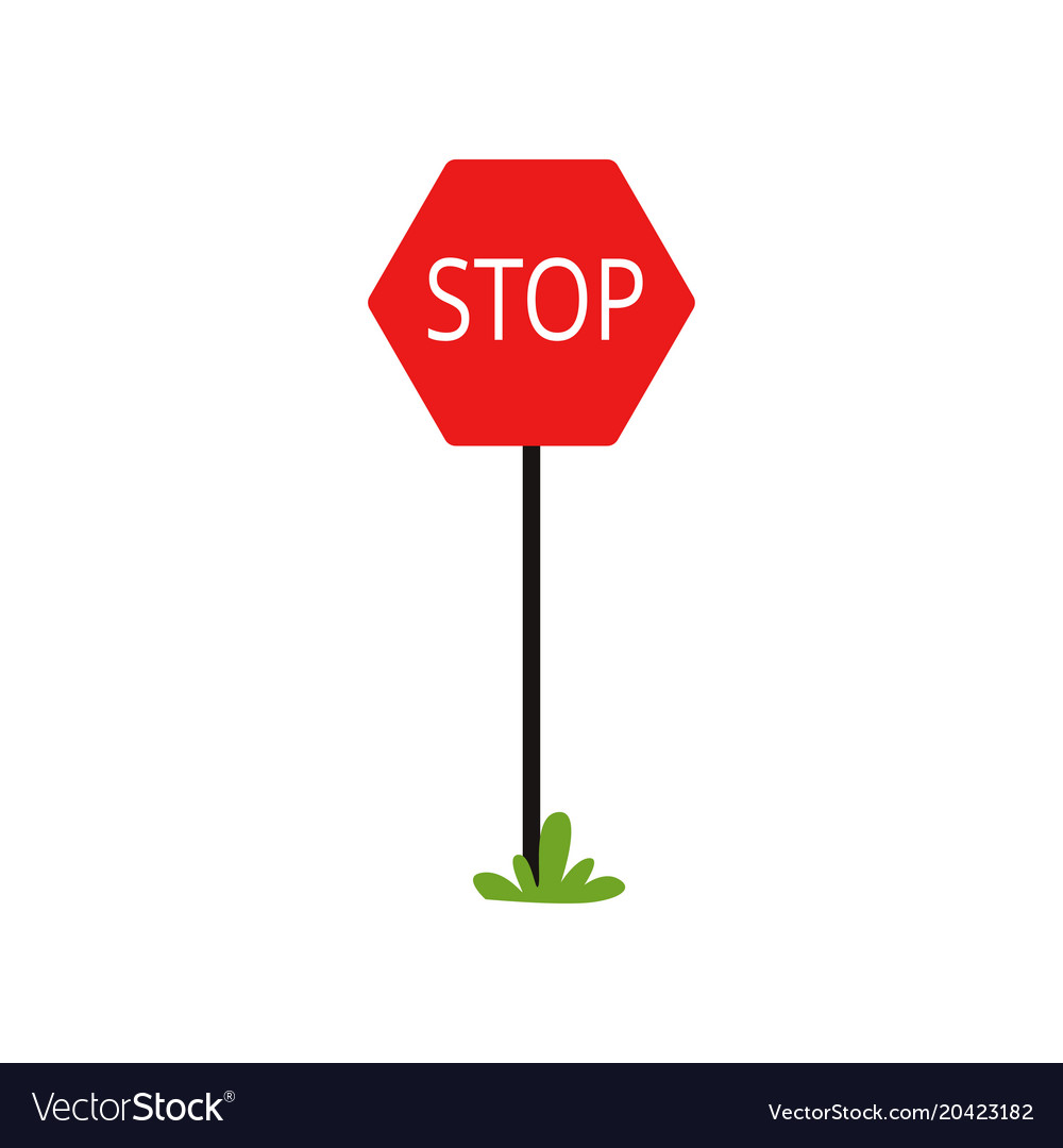 Cartoon icon red traffic sign with word stop Vector Image Cartoon icon red traffic sign with word stop Vector Image