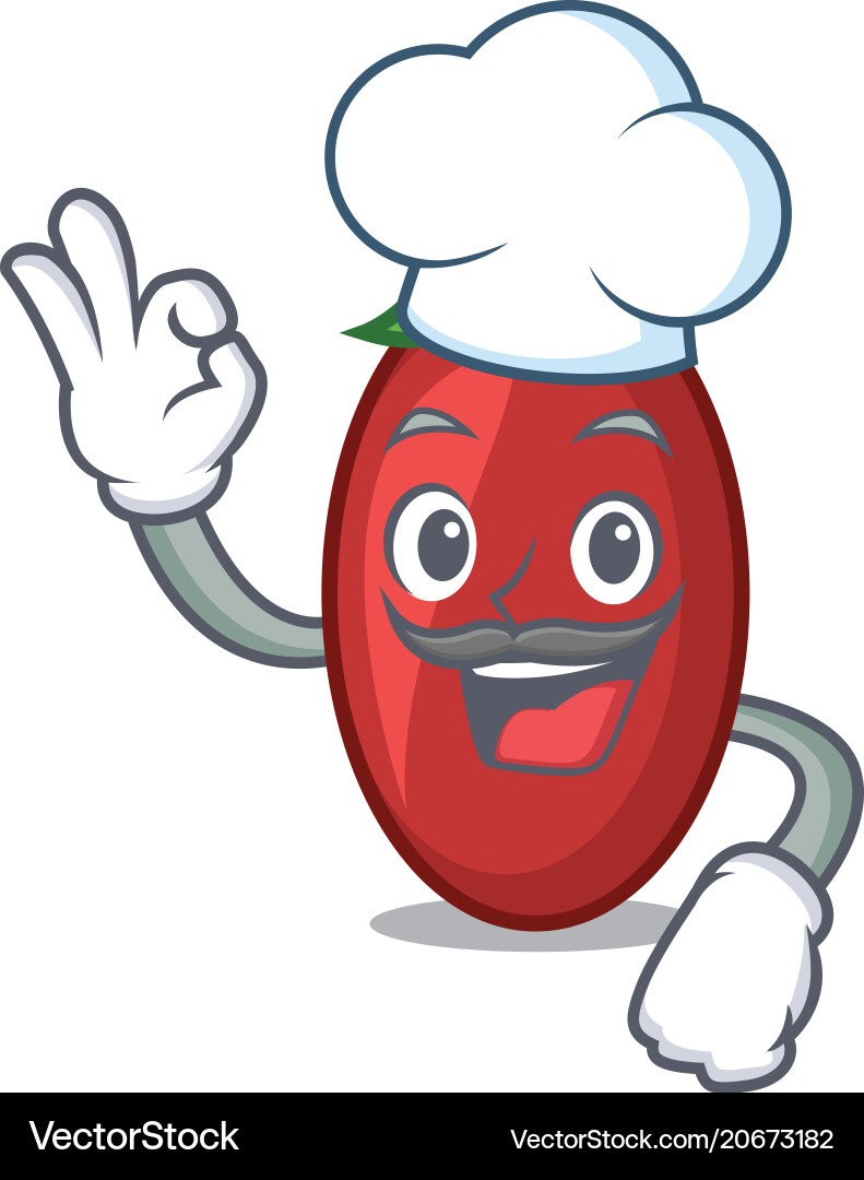 Chef goji berries character cartoon Royalty Free Vector