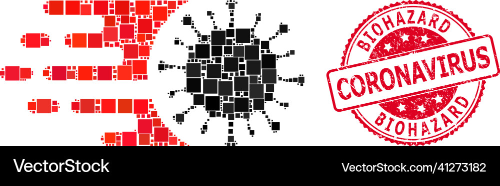 Distress biohazard coronavirus seal and square dot