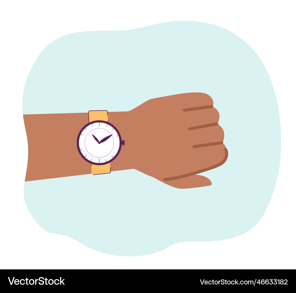 Hand with wristwatch showing time Royalty Free Vector Image